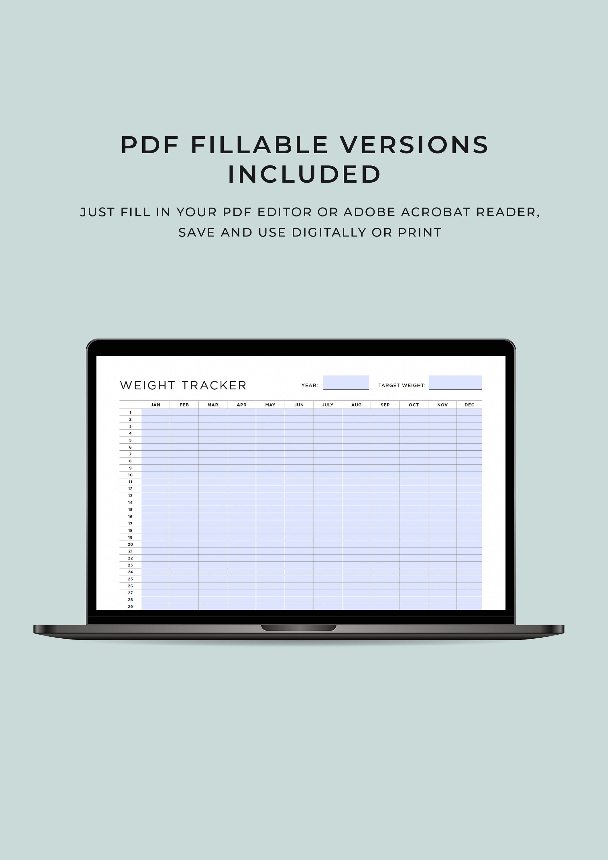 365 Day Weight Tracker Yearly Weight Log Editable Weight Tracker ...