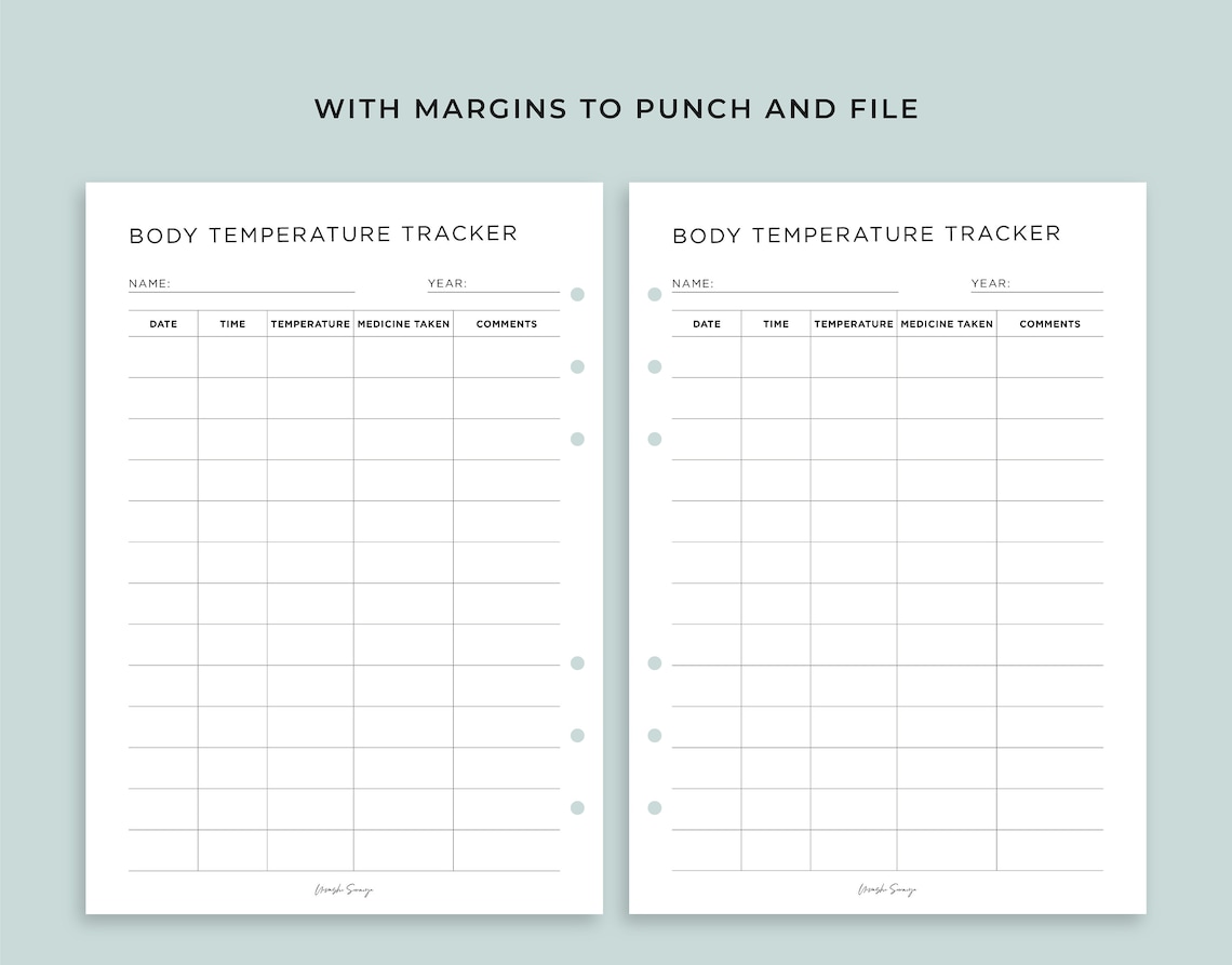 Body Temperature Log Fever Log Temperature Tracker Printable & PDF ...