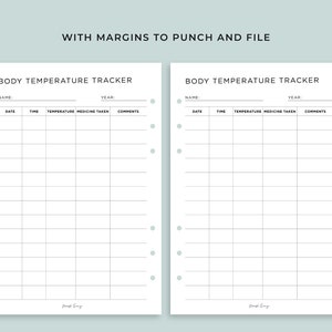 Body Temperature Log Fever Log Temperature Tracker Printable & PDF ...