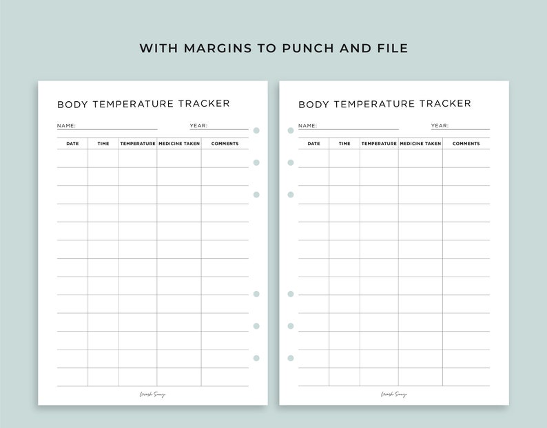 Body Temperature Log Fever Log Temperature Tracker Printable & PDF ...