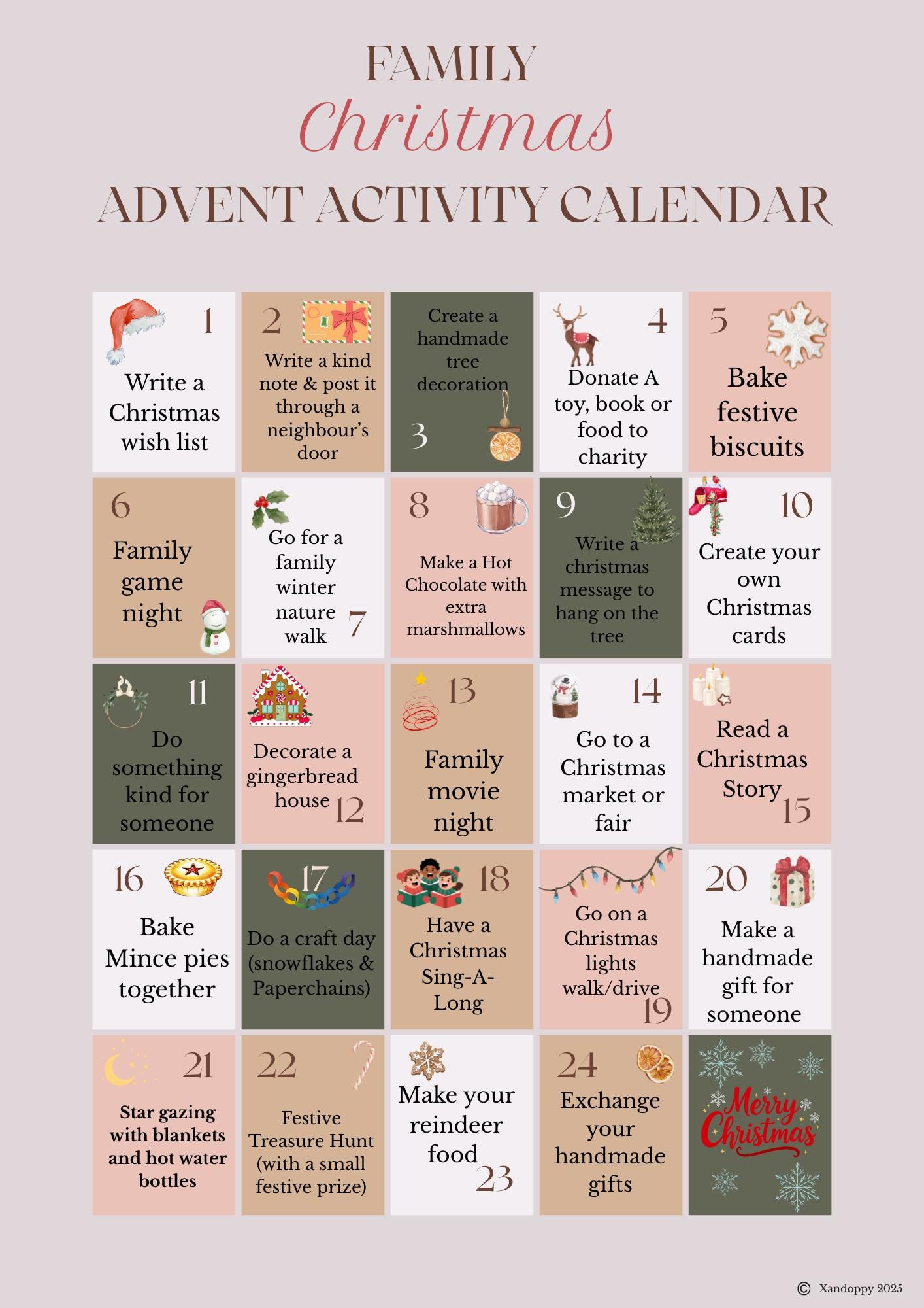 Family Christmas Activity Advent Calendar 2025 - Etsy UK