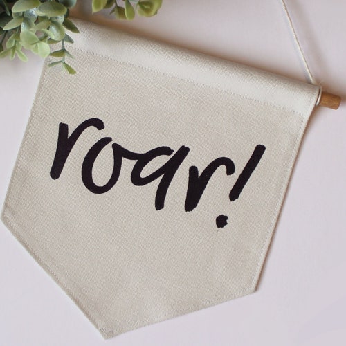 Roar Canvas Banner Neutral Safari Nursery Decor Jungle - Etsy