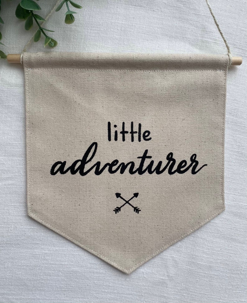Little Adventurer Canvas Banner | Neutral Explorer Nursery Decor ...