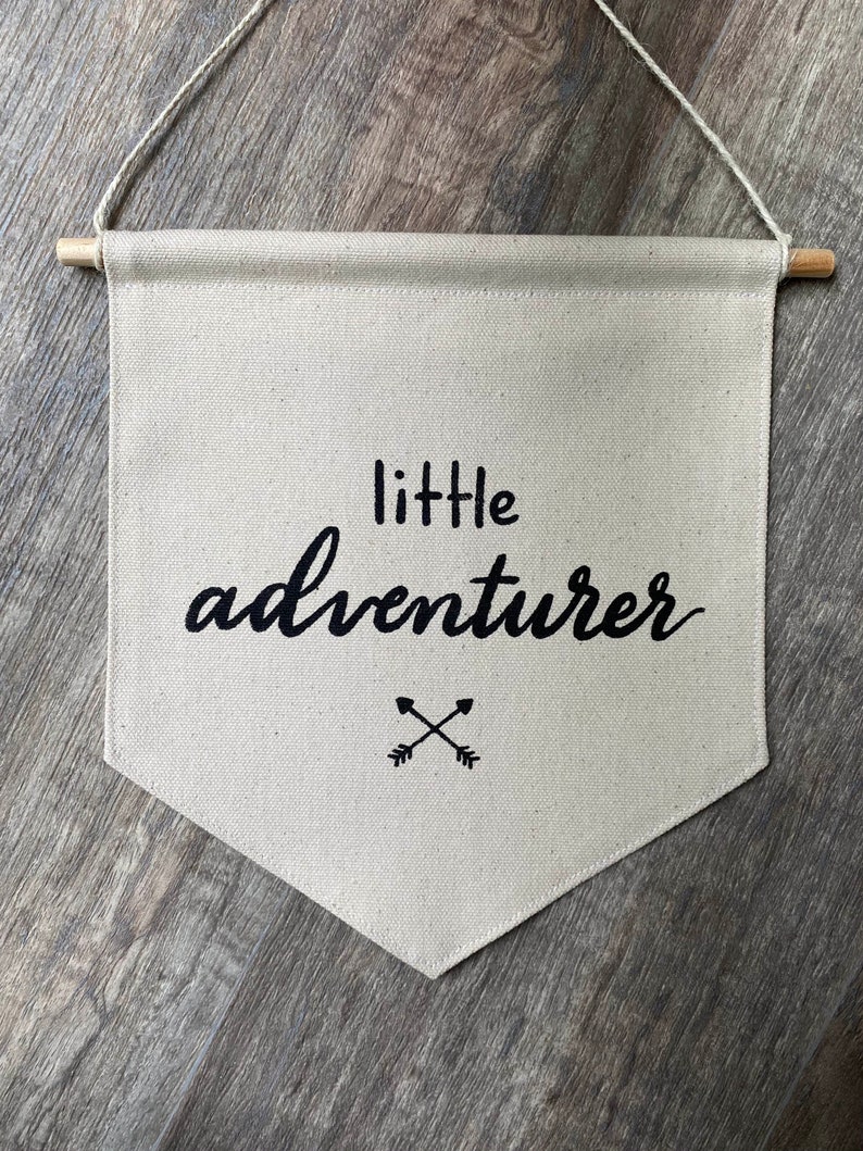 Little Adventurer Canvas Banner | Neutral Explorer Nursery Decor ...