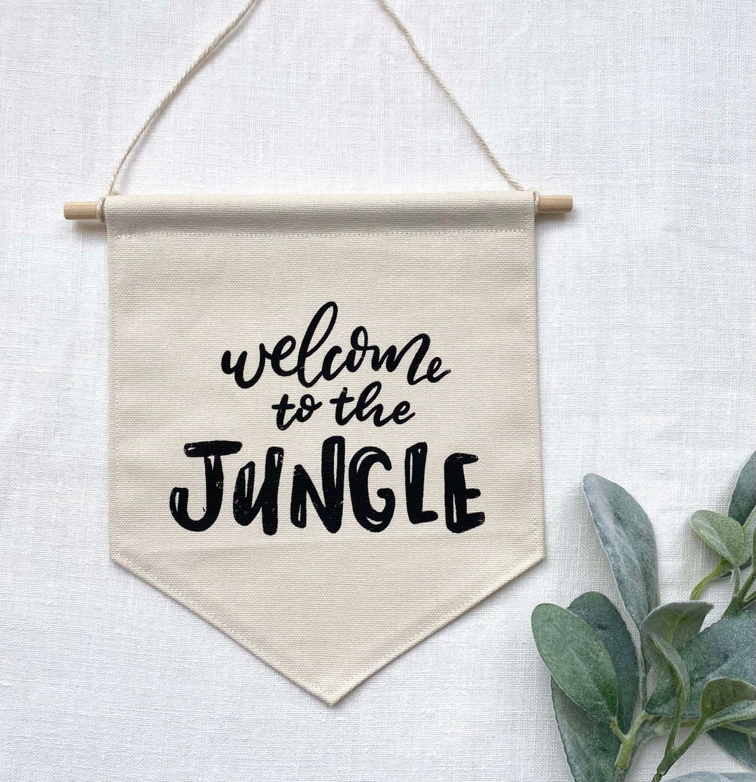 Welcome to the Jungle Canvas Banner | Neutral Safari Nursery Decor ...
