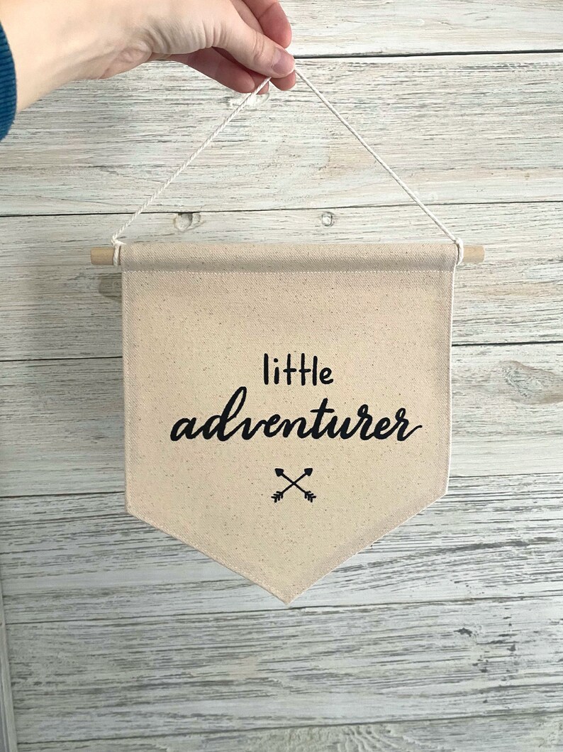 Little Adventurer Canvas Banner | Neutral Explorer Nursery Decor ...