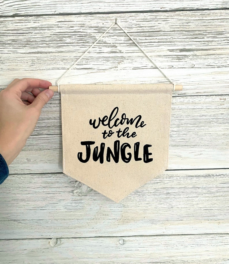 Welcome to the Jungle Canvas Banner | Neutral Safari Nursery Decor ...