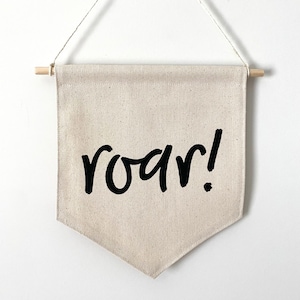 Roar Canvas Banner | Neutral Safari Nursery Decor | Jungle Wall Decor ...