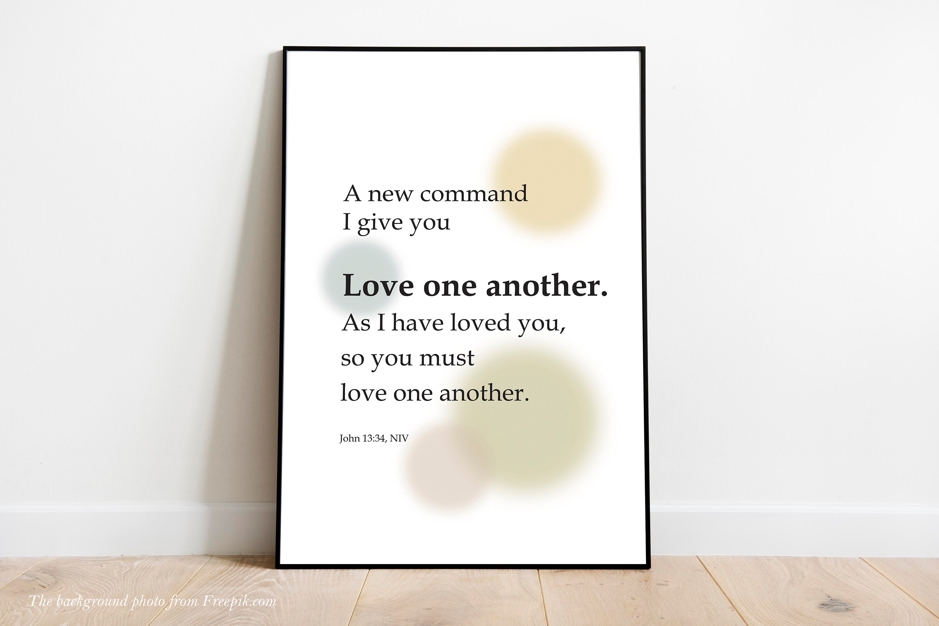 A New Command, Love One Another, John 13:34, Bible Verse Print, Black ...