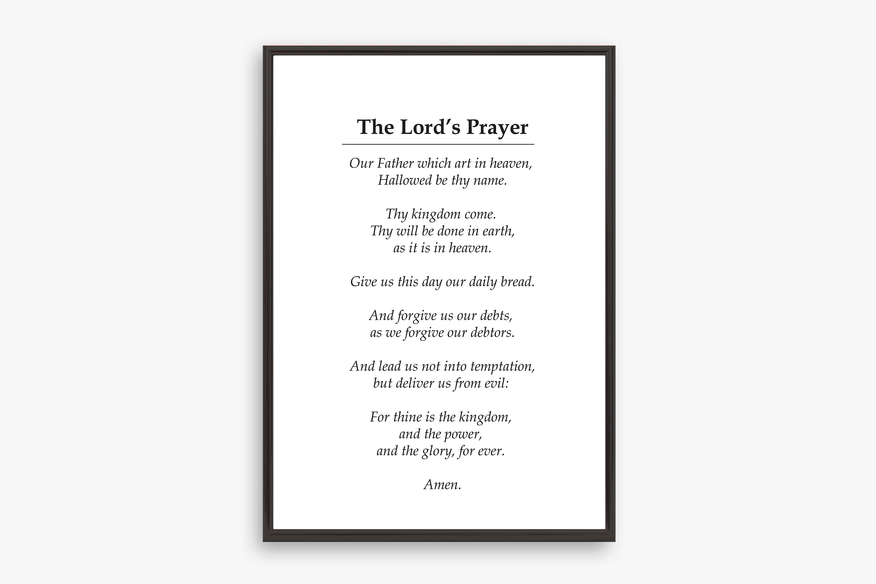 The Lord's Prayer, Our Father Sign, Matthew 6:9-13, Bible Verse Print ...