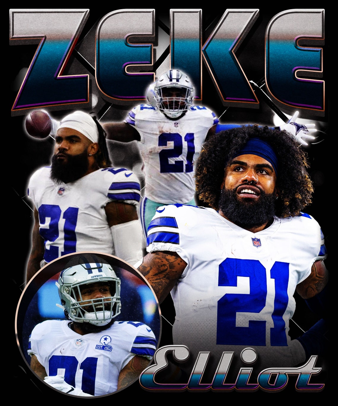 Digital Dallas Cowboys Zeke Elliot T-shirt Design (this is the Design ...