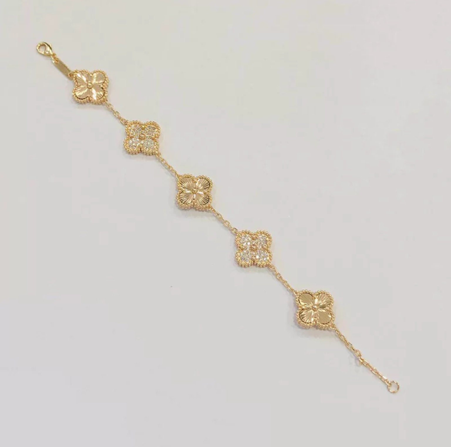 Pulsera de trébol de cuatro hojas 18k chapado en oro | Etsy