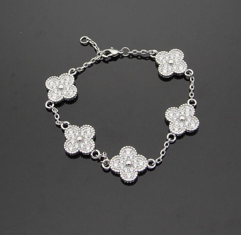 Pulsera de trébol de cuatro hojas 18k chapado en oro | Etsy