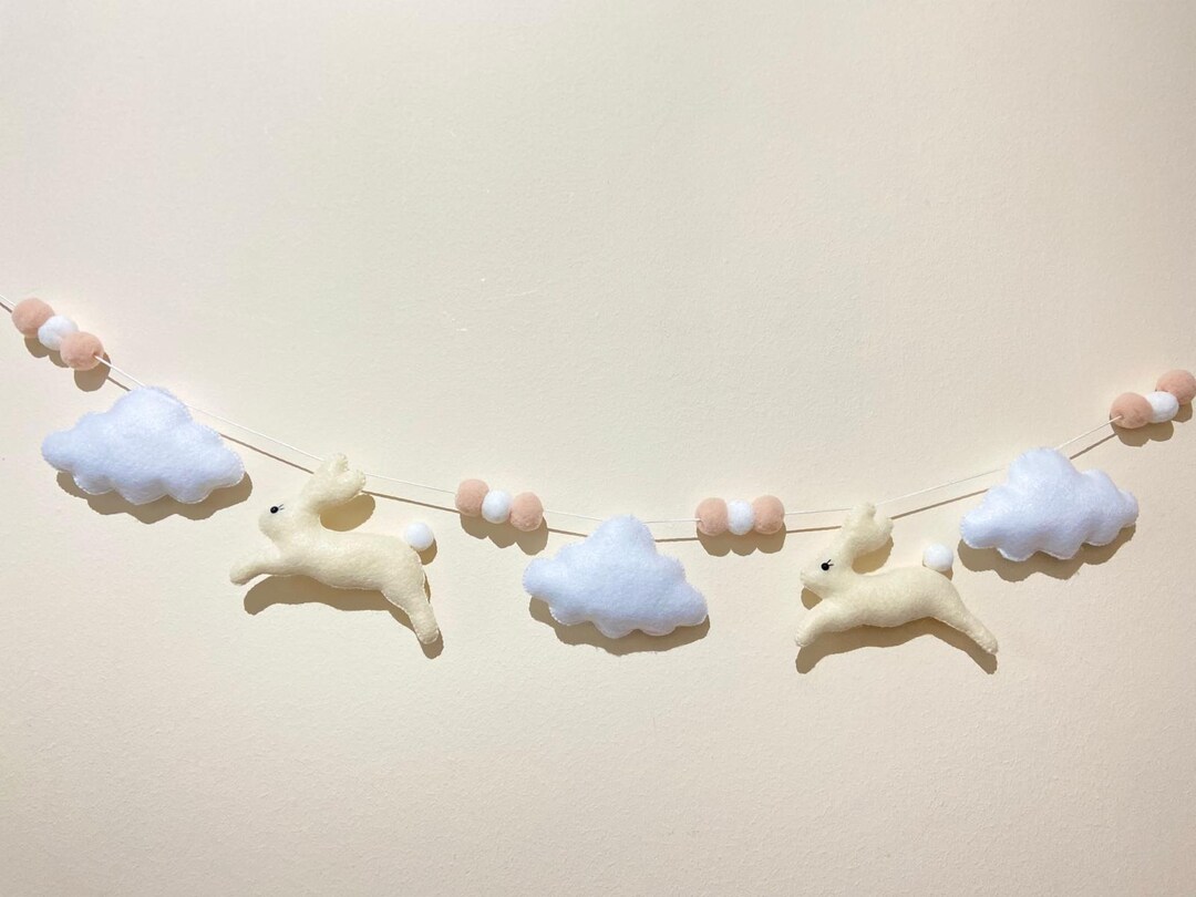 Bunny Garland Woodland Nursery Decor Cloud Garland Newborn Room Baby ...