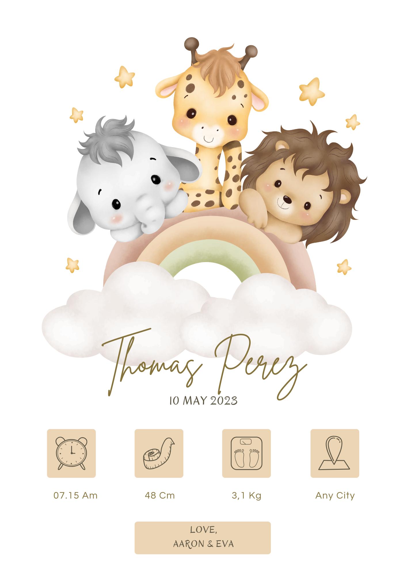 Personalized Baby Birth Stats Print: Nursery Decor (digital Download ...