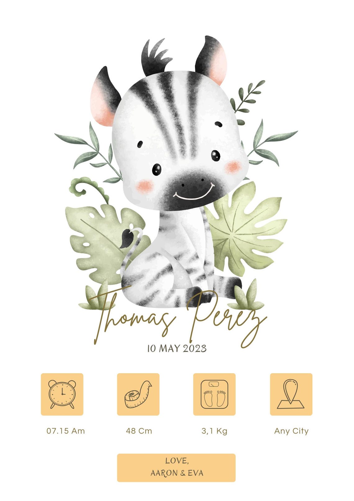 Personalized Baby Birth Stats Print: Nursery Decor (digital Download ...
