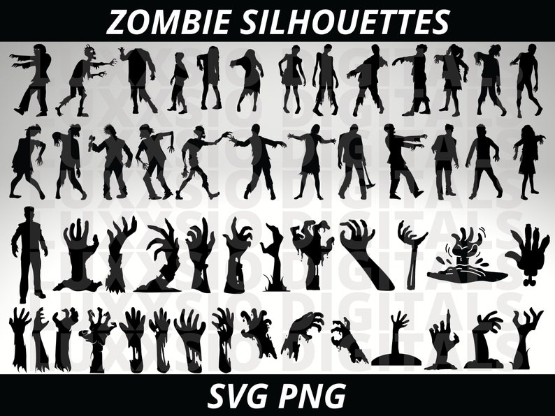Zombie Svg, Zombie Silhouette, Halloween Svg, Horror Svg, Spooky Svg ...
