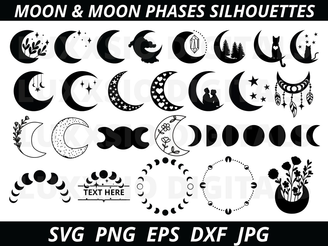 Moon Svg Moon Silhouette Moon Svg Files for Cricut Moon Svg - Etsy