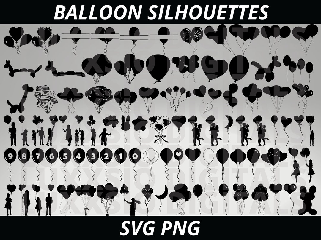 Balloon Svg, Balloon Svg Bundle, Balloon Silhouette, Balloon Clipart ...