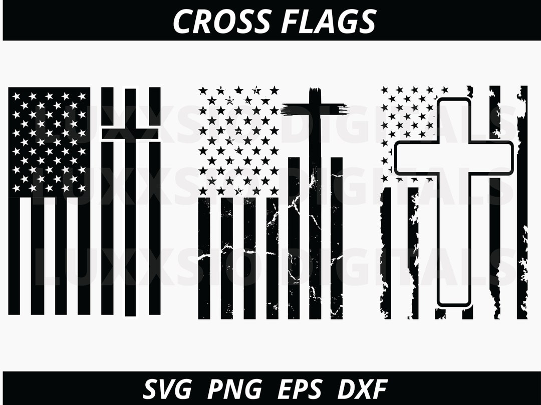 Flag on Cross Svg, Cross Silhouettes, Usa Cross Svg, Files for Cricut ...