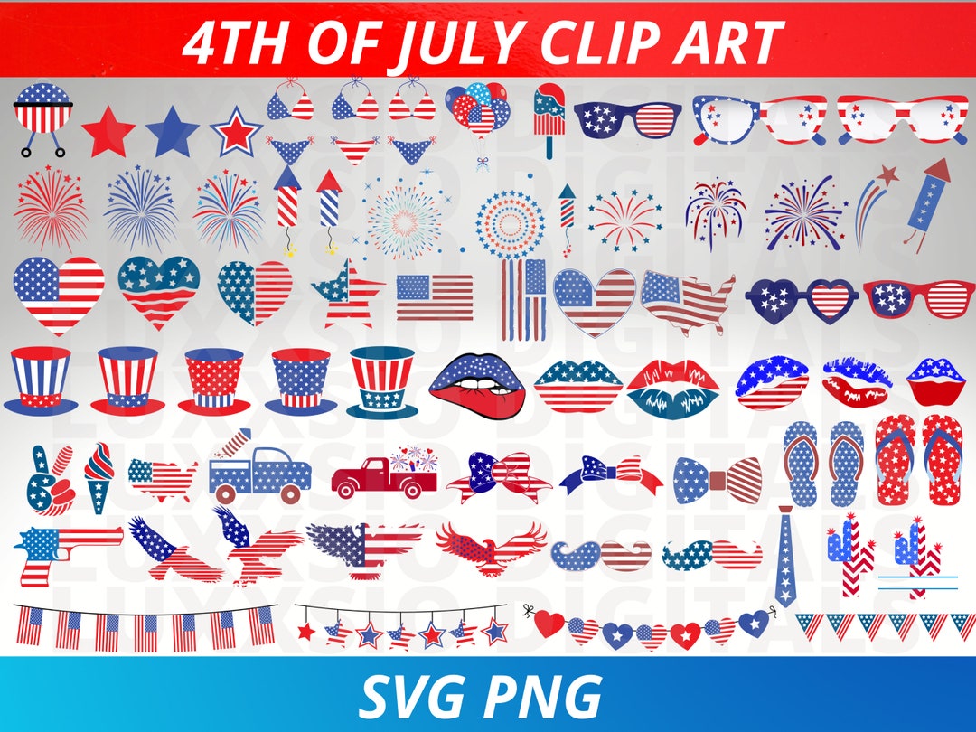 4th of July Clipart Bundle, 4th of July Svg, Independence Day Svg ...