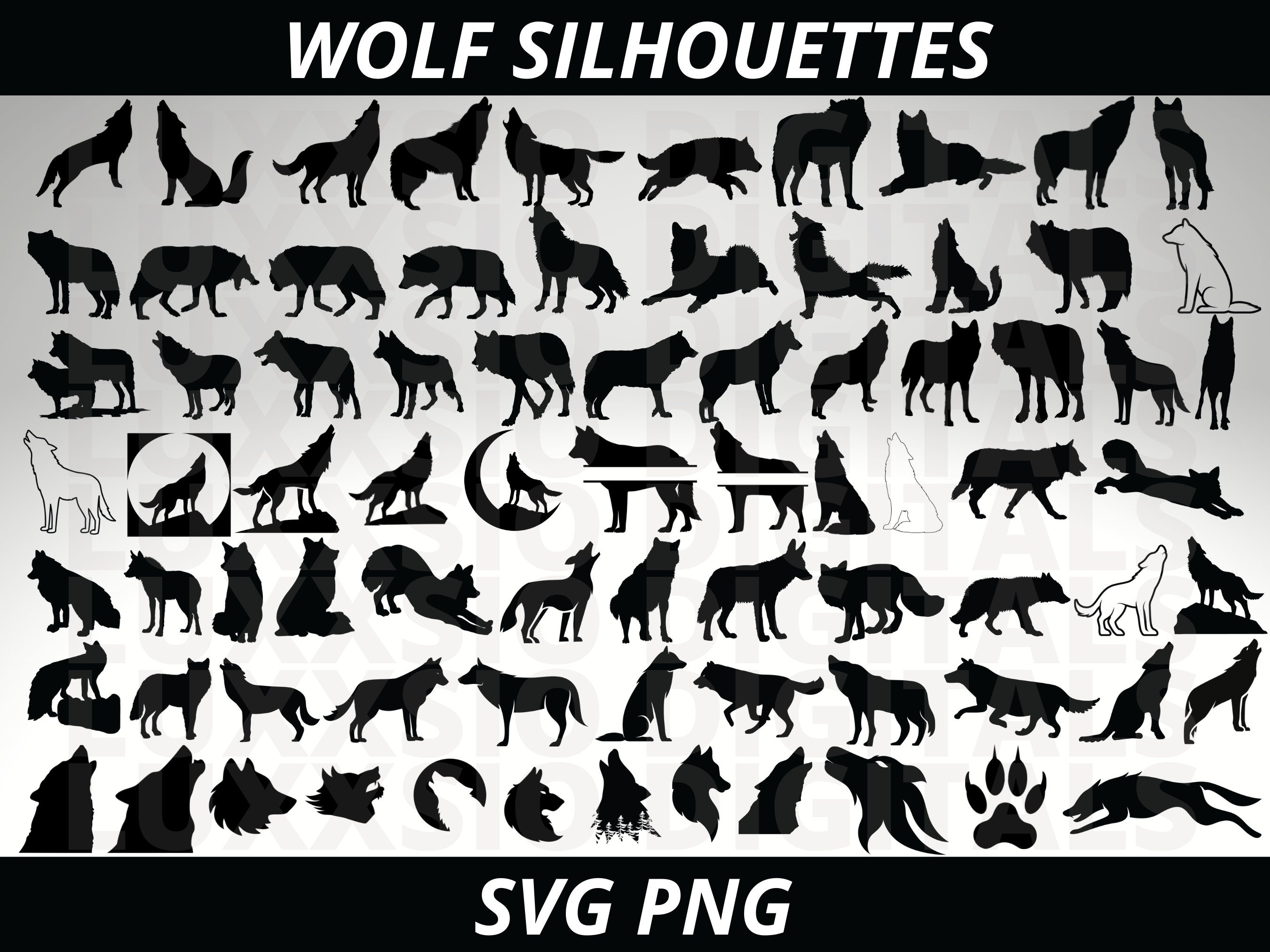 Howling Wolf Silhouette Clip Art