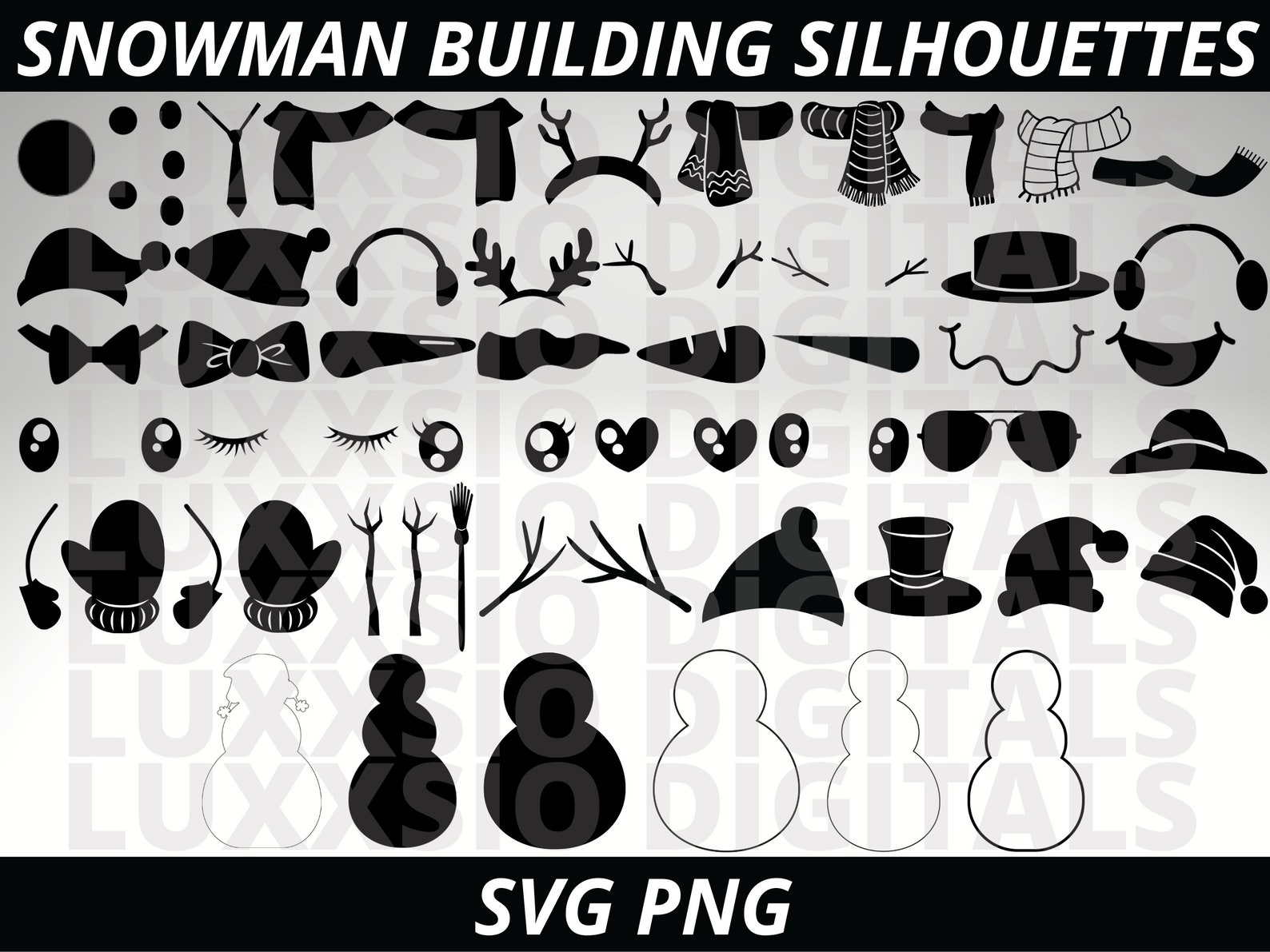 Snowman Building Svg, Snowman Parts Svg, Create Your Snowman Svg ...