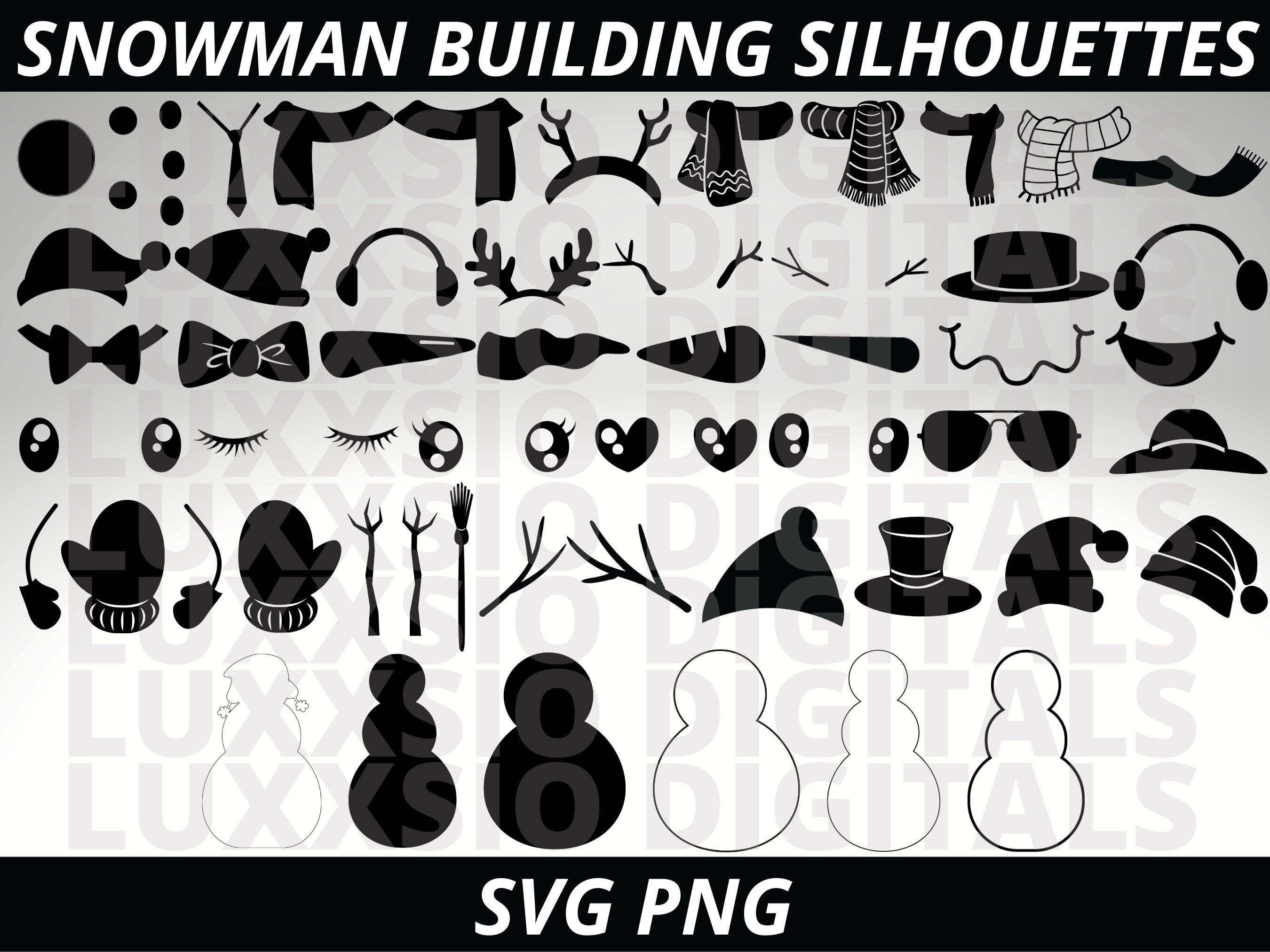 Snowman Building Svg, Snowman Parts Svg, Create Your Snowman Svg ...