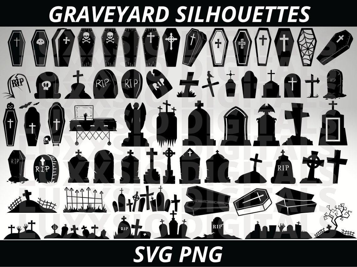 Graveyard Svg Halloween Graveyard Svg Spooky Svg Tombstone - Etsy