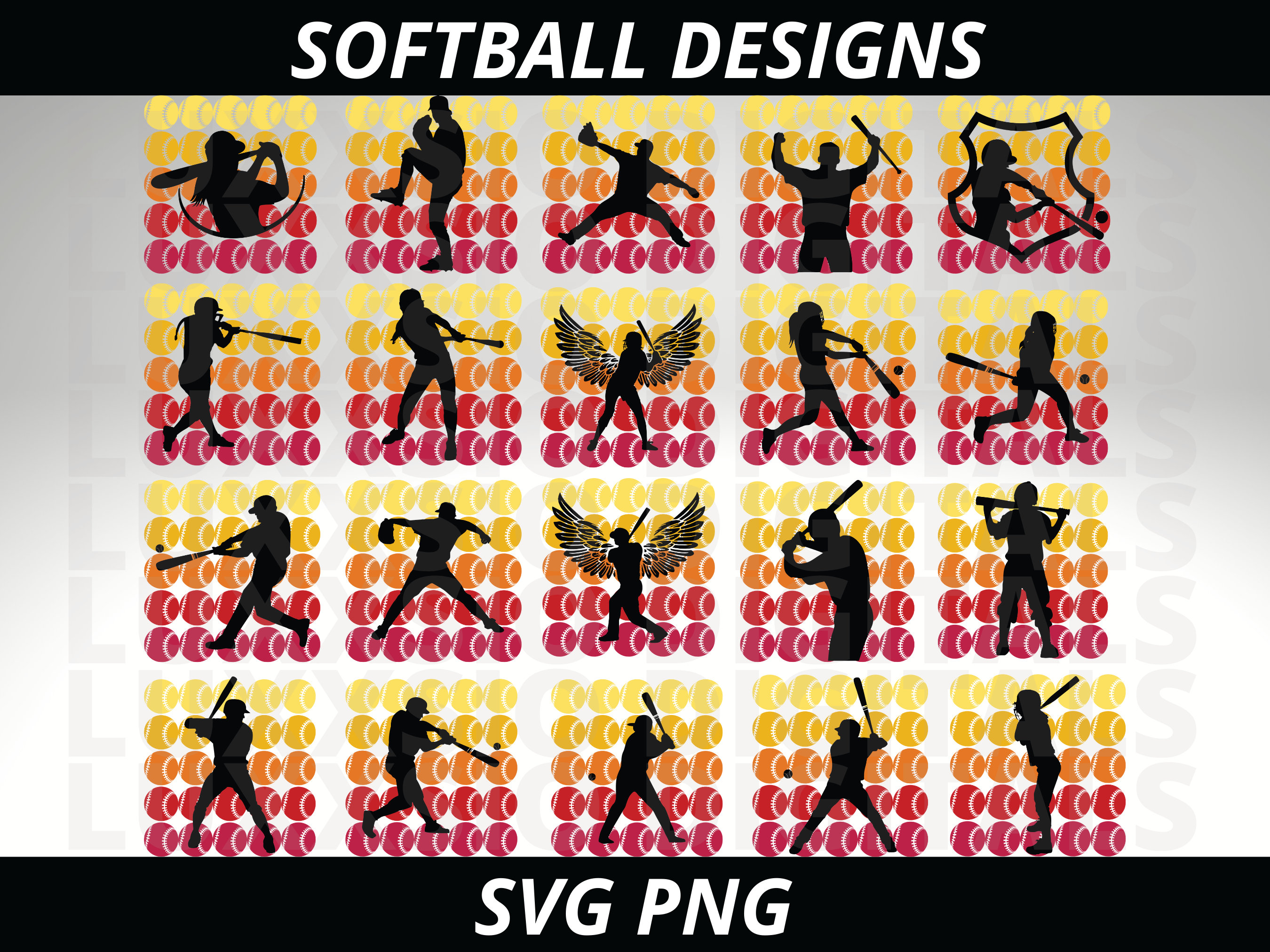 Softball Designs Svg, Softball Svg Bundle, Softball Png, Softball ...