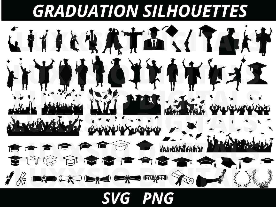 Graduation Svg, Graduation Silhouettes Svg, Graduation Cap Svg, Class ...
