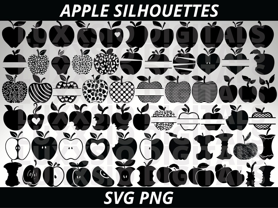 Apple Svg, Apple Clipart, Apple Silhouettes, Apple Bundle Svg, Fruit ...