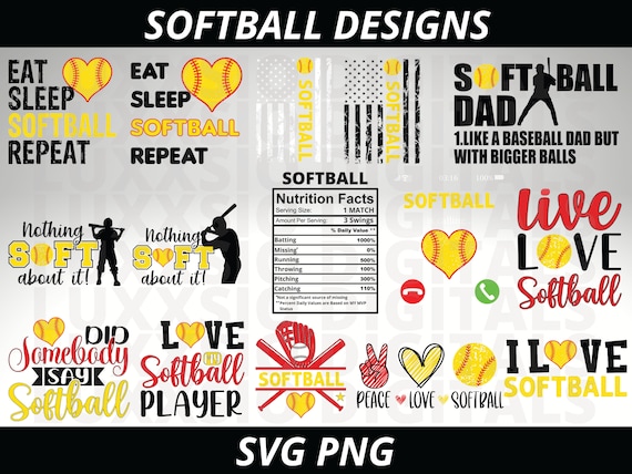 Softball Svg Softball Designs Bundle Svg Softball Png Peace - Etsy