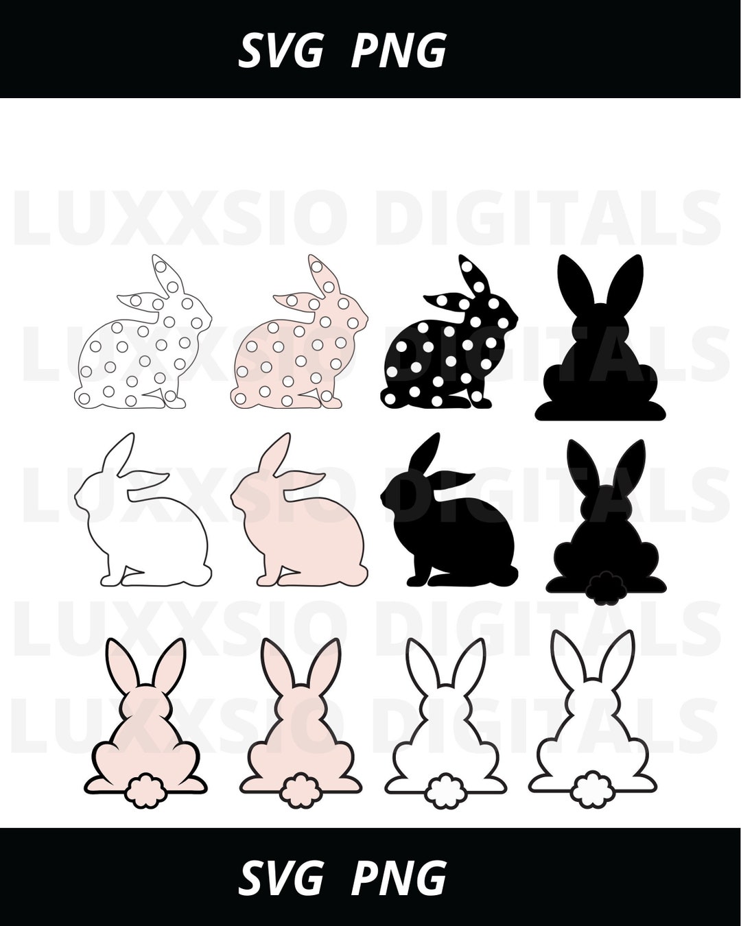Bunny Silhouette Svg, Cute Bunny Svg, Bunny Outline Svg, Digital Files ...