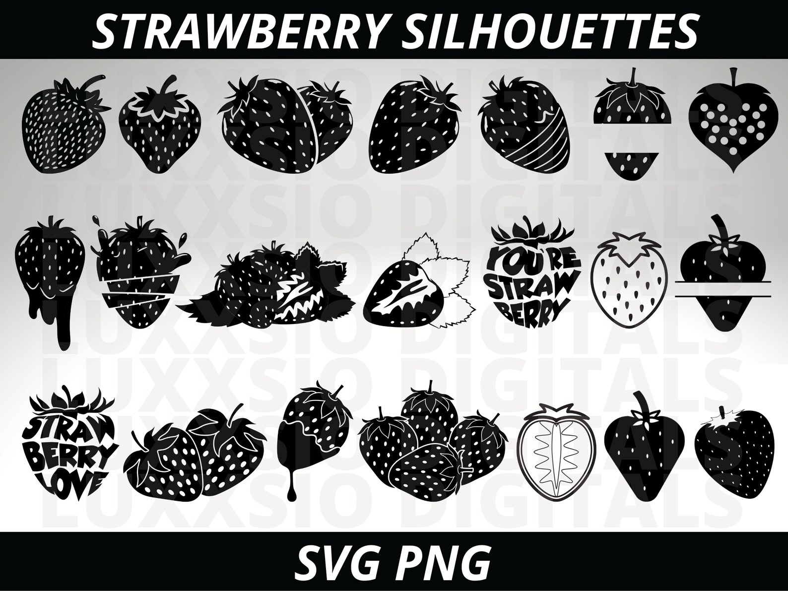 Strawberry Svg Fruit Svg Strawberry Clipart Strawberry Drip - Etsy