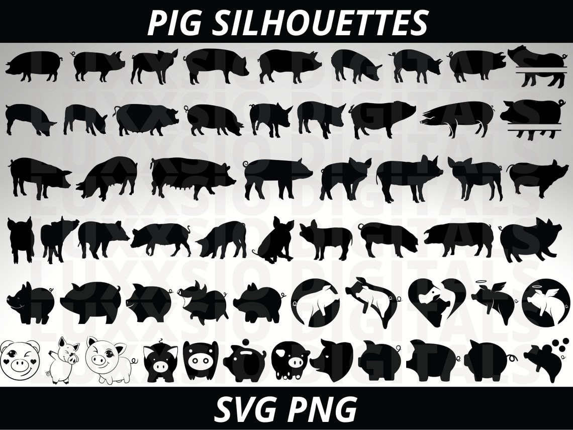 Pig Svg Pig Head Svg Piggy Bank Svg Pig Clip Art Farm - Etsy