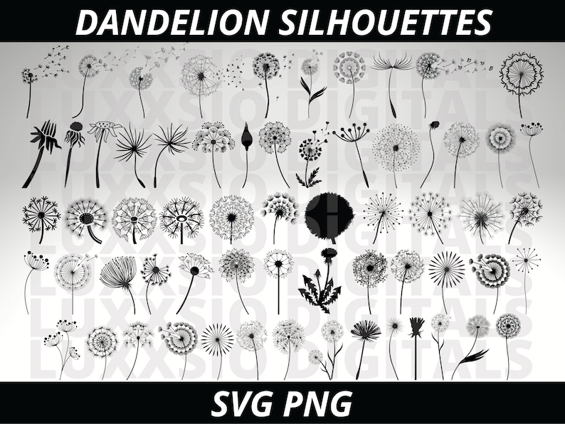 Dandelion Svg, Dandelion Png, Flower Svg, Floral Svg, Wildflower Svg ...