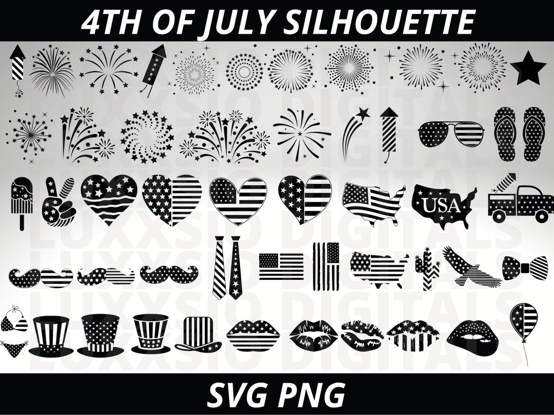 4th of July Silhouette Bundle, 4th of July Svg, Patriotic Svg ...