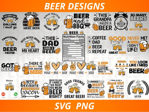 Beer Svg Bundle Beer Design Svg Beer Mug Svgbeer BBQ - Etsy