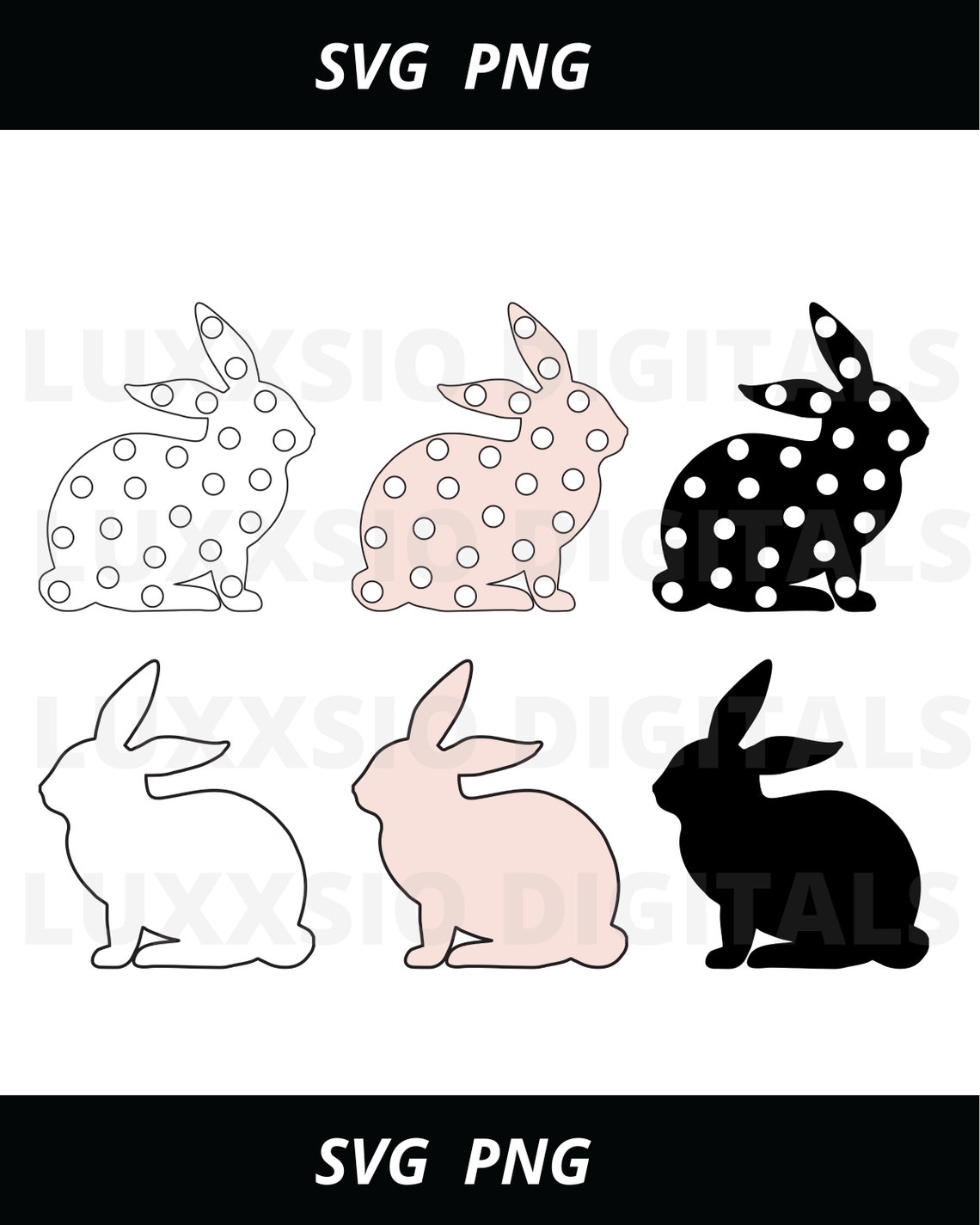 Bunny Silhouette Svg Cute Bunny Svg Bunny Outline Svg | Etsy