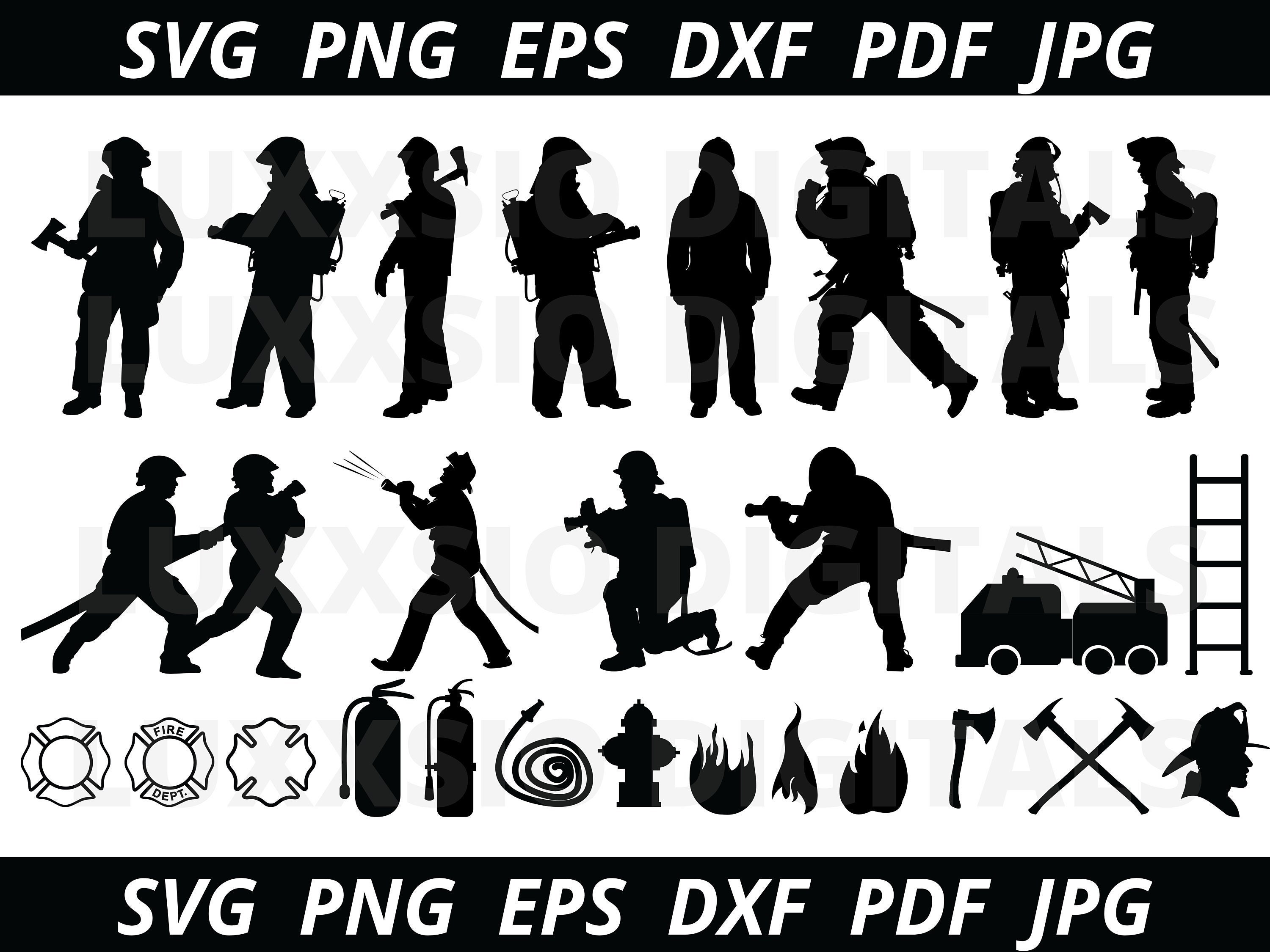 Firefighter SVG, Firefighter Silhouette, Fireman SVG, Fireman Clipart ...