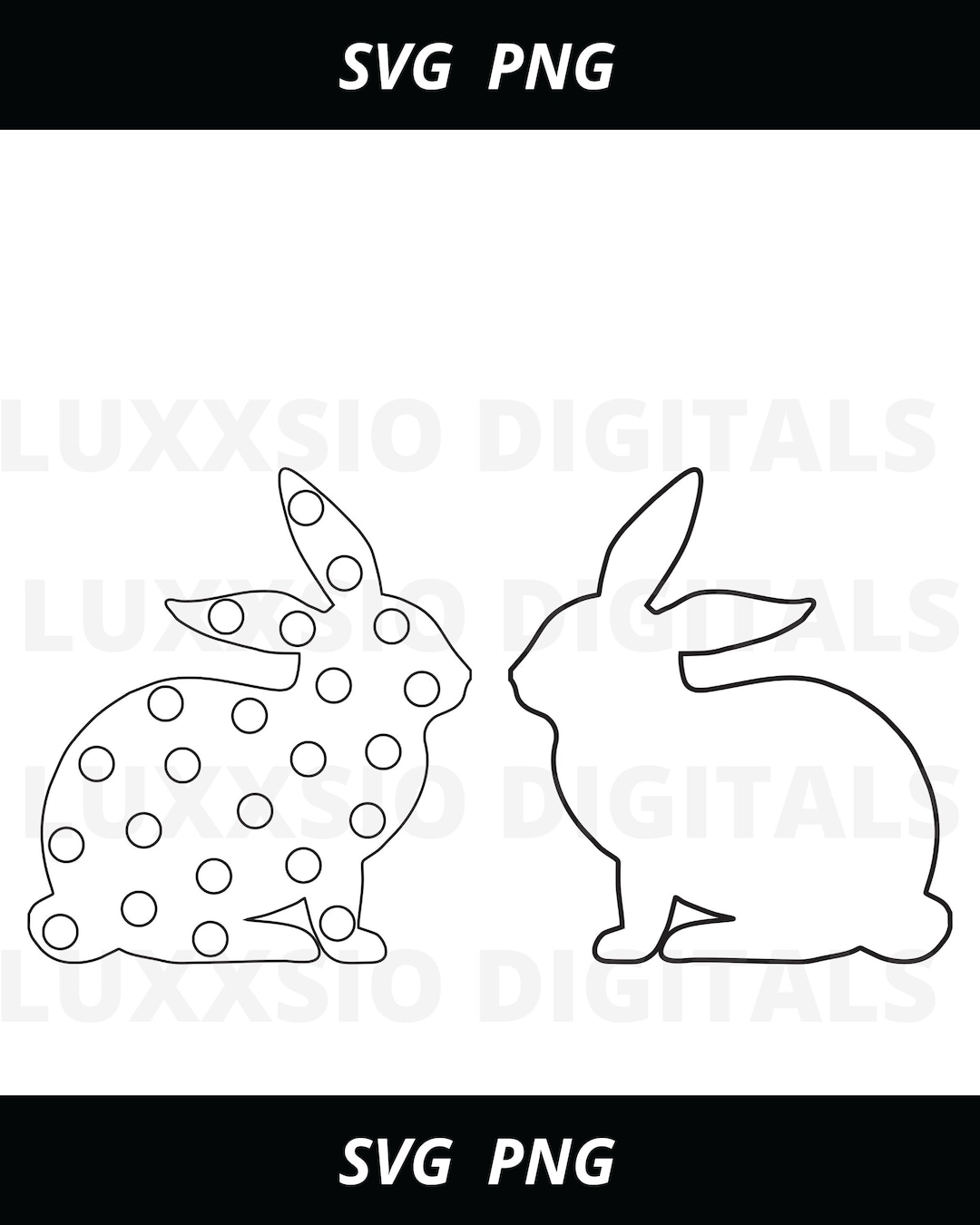 Bunny Outline Svg, Rabbit Svg, Cut Files, Digital Files Svg, Png ...