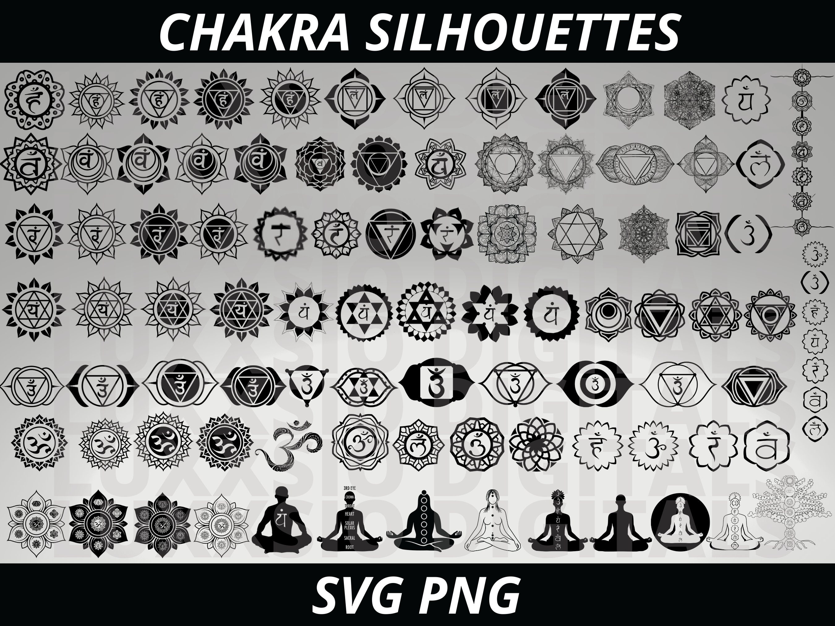 Chakra Svg, Meditation Svg, Spiritual Svg, Chakras Svg, Mandala Svg, Namaste Svg, Sacred ...