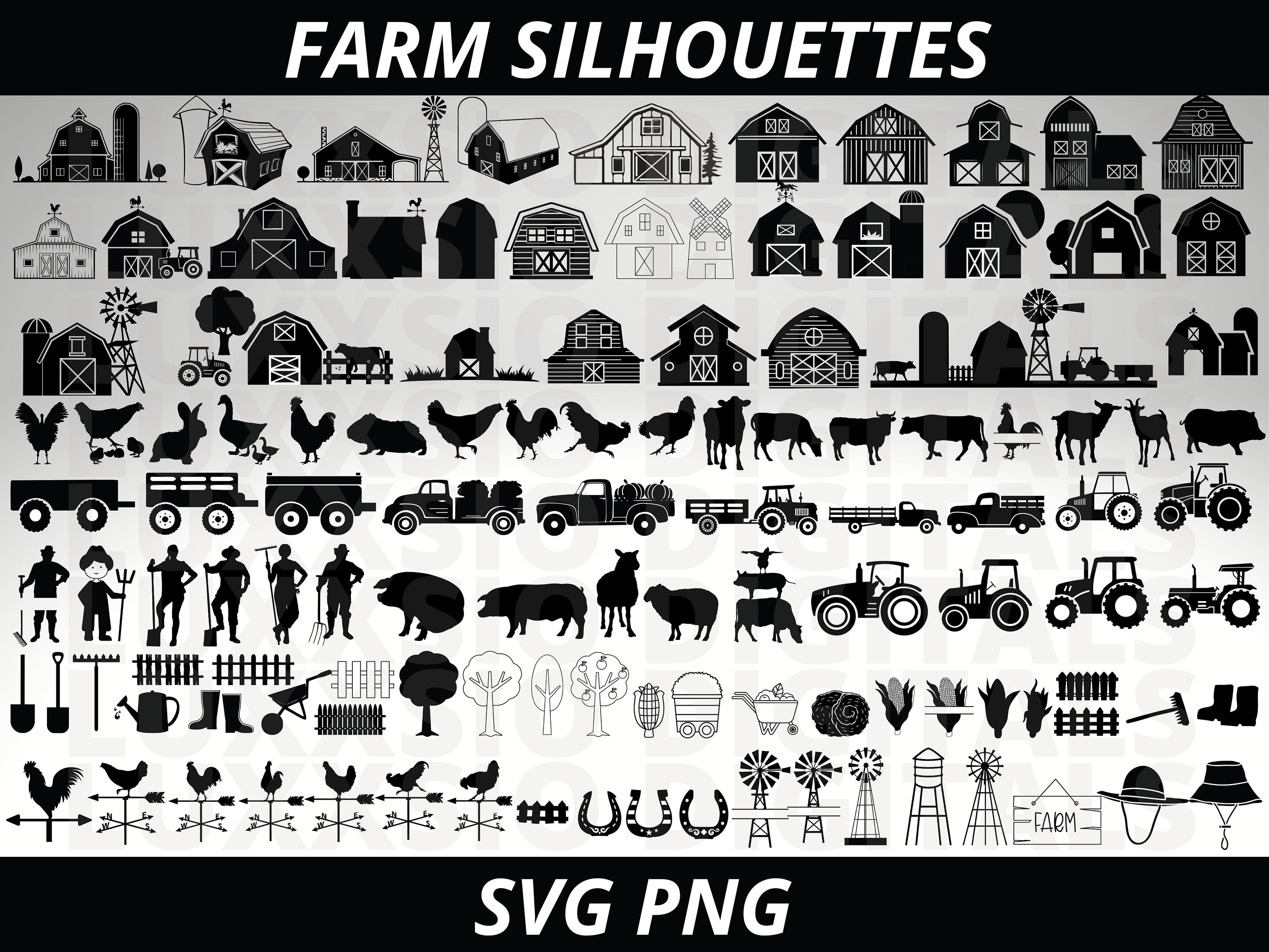 Farm Silhouette - Etsy