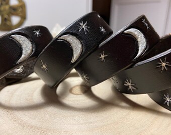 Leather Moon Bracelet - Etsy