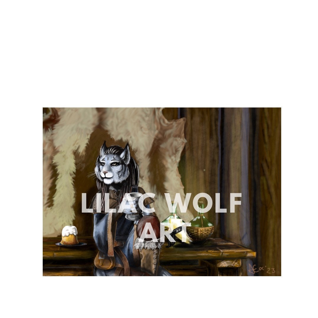 Khajiit Music & Wine: Skyrim Digital Fan Art - Etsy