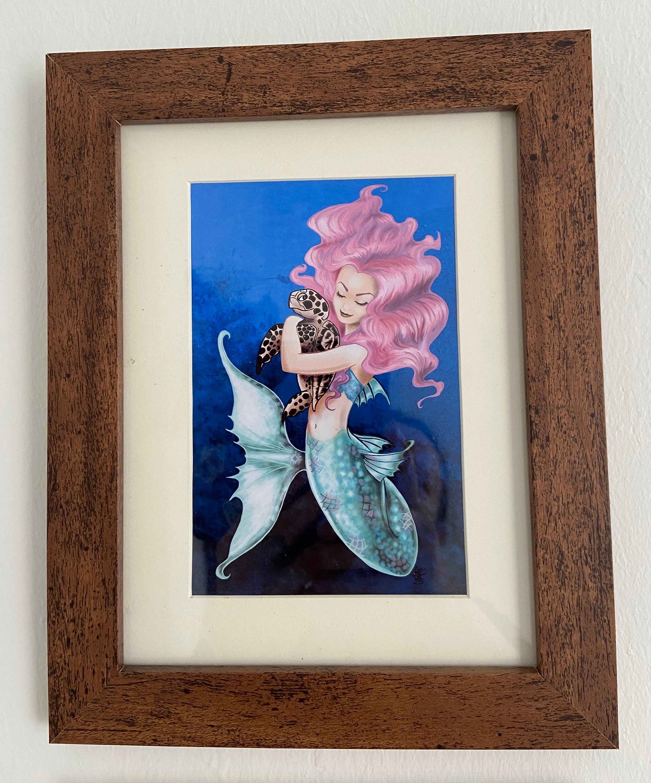 Mermaid Hugs Mermaid and Turtle Digital Art Print - Etsy