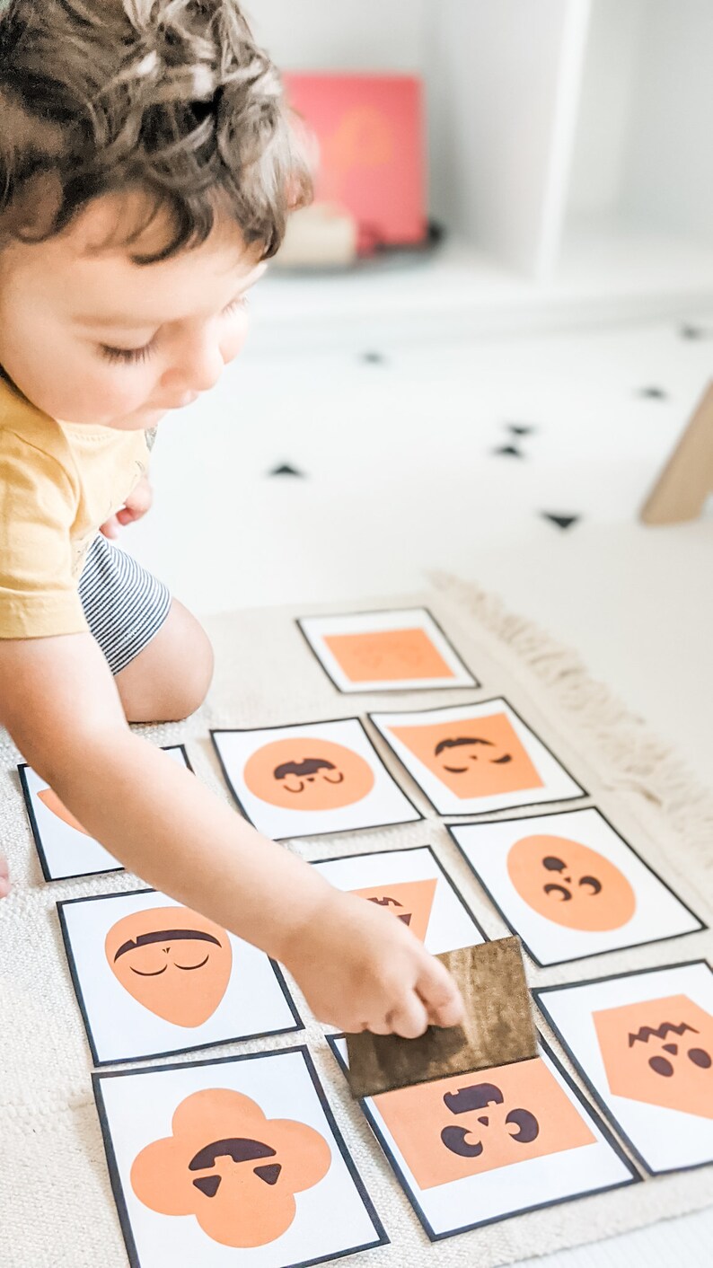 Jack-o-lantern Printable: Matching Shapes Game for | Etsy