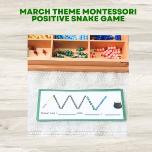 Montessori Positive Snake Game Cards | Montessori Math | St. Patrick's ...