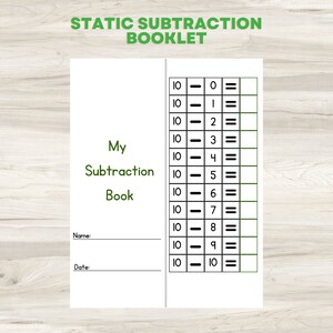Single Digit Subtractions Booklet | Montessori Color-coded Subtraction ...